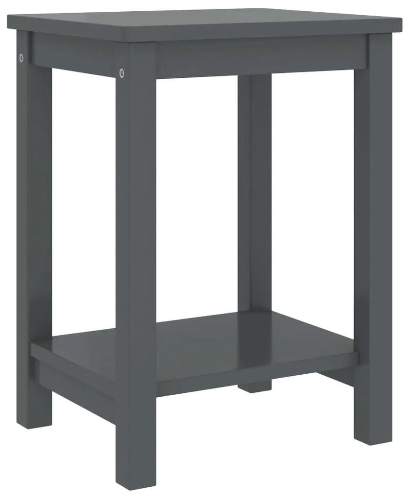 Noční stolek tmavě šedý 35 x 30 x 47 cm masivní borové dřevo - Default Title