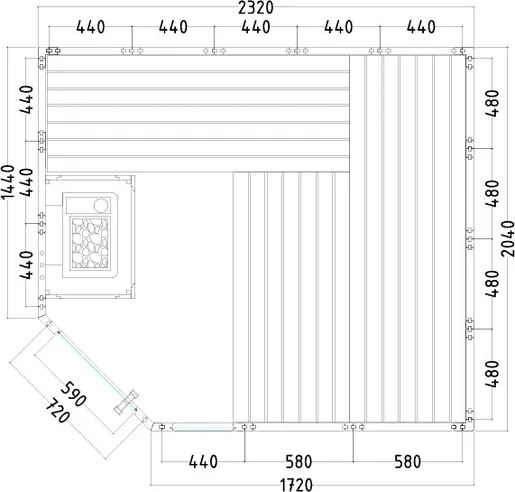 Sentiotec finská sauna Komfort Corner Large 234x206x204cm