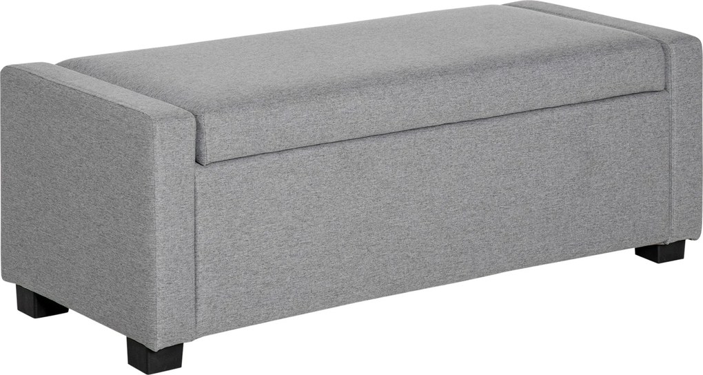 HOMCOM Úložná lavička, čalouněná lavička se skladovacím prostorem, lavička na konec postele, moderní design, plast, šedá tkanina, vícúčelová, 120x50x…