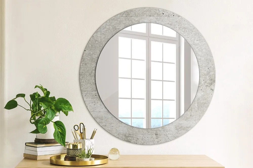 Kulaté dekorativní zrcadlo na zeď Šedý beton fi 60 cm