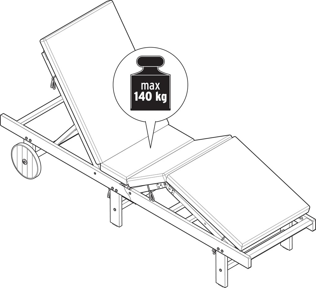 Tchibo - Klasické zahradní lehátko - barva: šedá