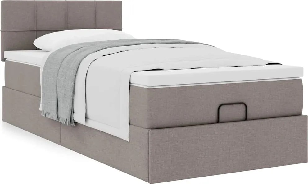 Osmanský postel s matrací taupe 90x200 cm textil 3311432