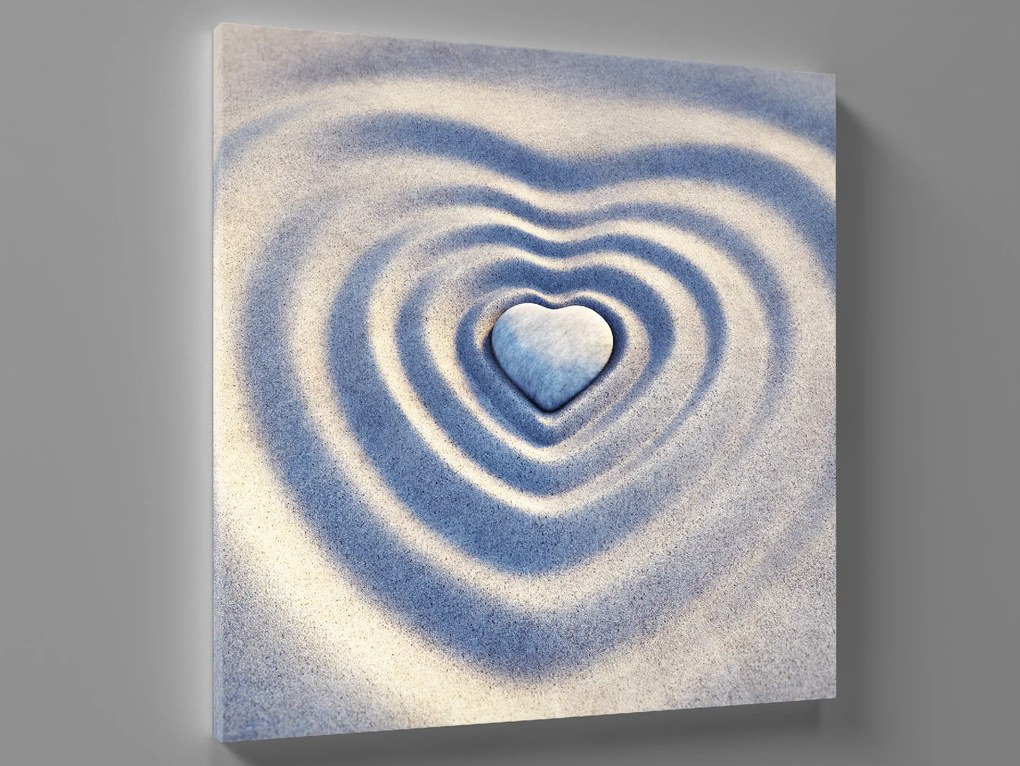 Liox Obraz kamenné srdce v písku Rozměr: 40 x 40 cm