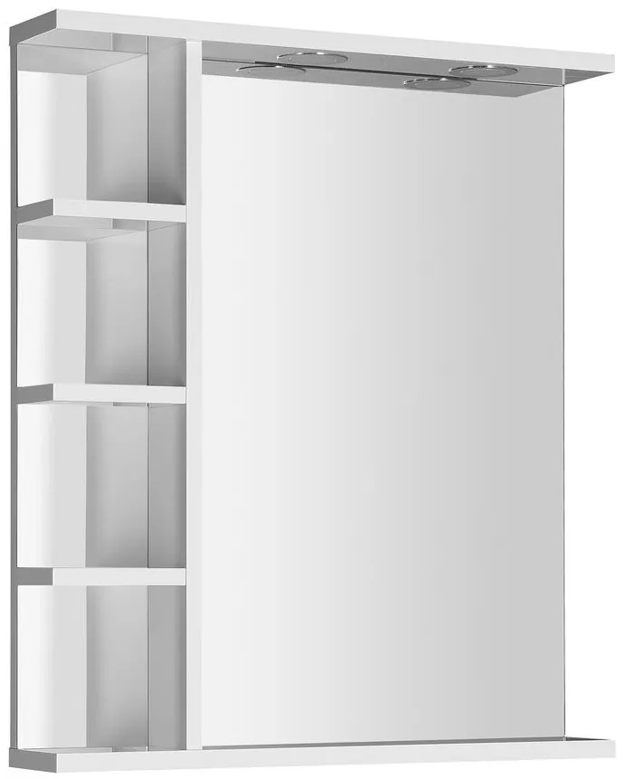 Aqualine, KORIN zrcadlo s LED osvětlením a poličkami 60x70x12cm, KO370