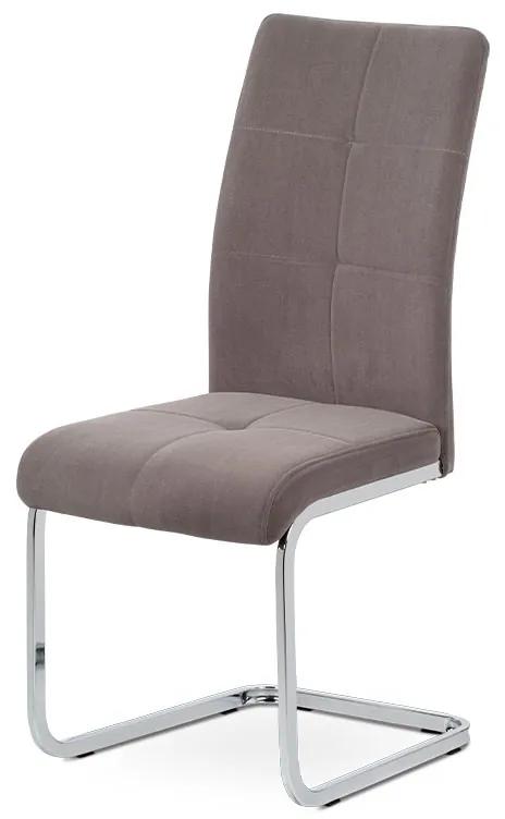 Jídelní židle DCL-440 LAN4 látka lanýžová sametová, podnož kov chrom