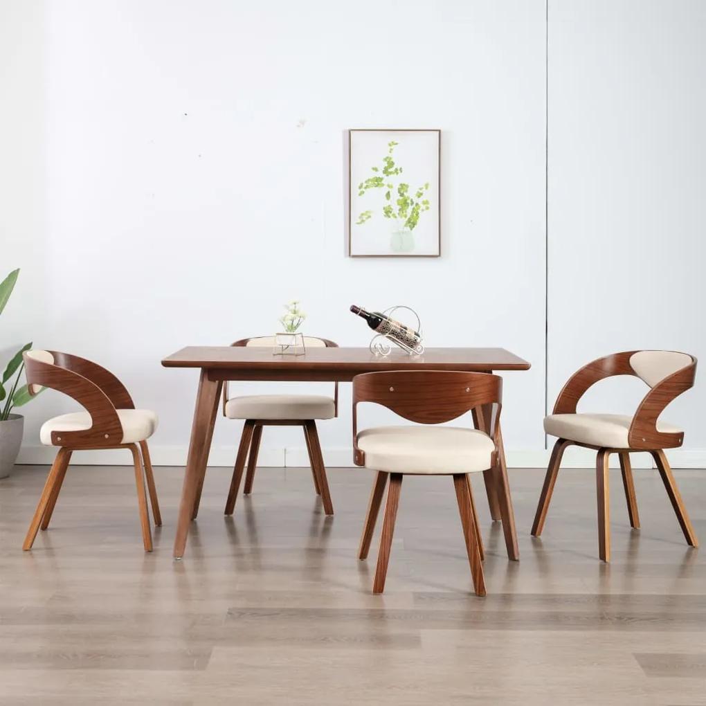 vidaXL Jídelní židle 4 ks krémové ohýbané dřevo a umělá kůže [278846] Barva: šedá a tmavě hnědá