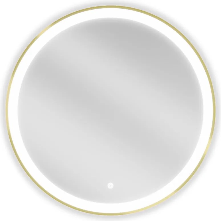 Mexen Esso, kulaté LED podsvícené koupelnové zrcadlo 70 cm, 6000K, topná podložka proti zamlžování, zlatý rám, 9825-070-070-611-50