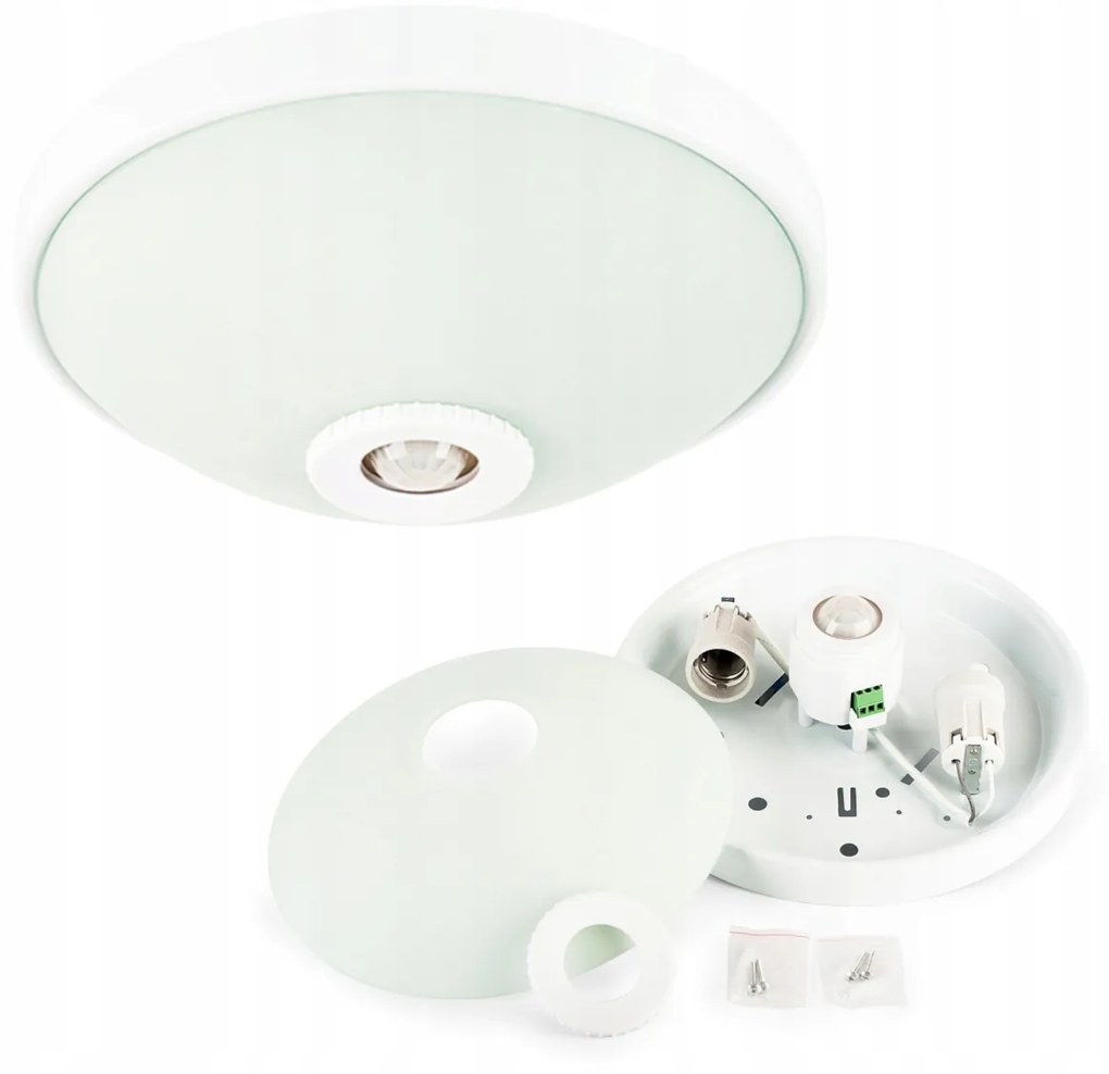 ECOLIGHT LED stropní svítidlo 2xE27 s pohybovým senzorem - sklo