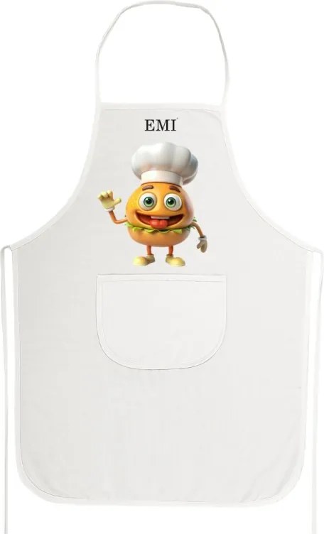 Kuchyňská zástěra Burger EMI, Bílá