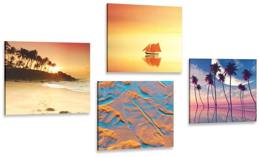 Set obrazů moře a pláž v zajímavých barvách Varianta: 4x 40x40