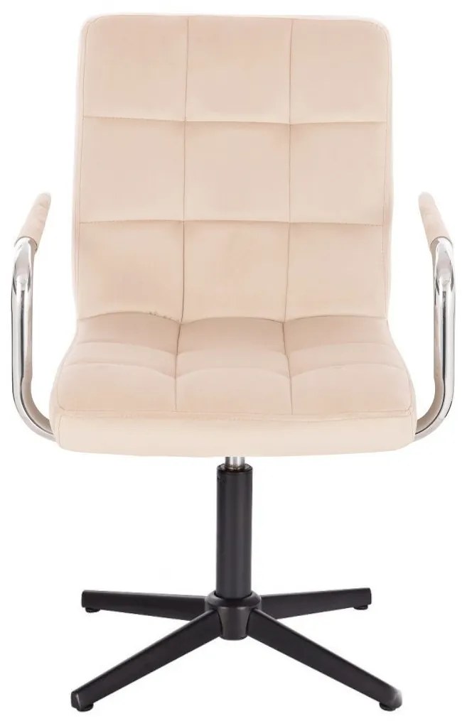 LuxuryForm DESIGN Otočná židle VERONA VELUR na černém kříži - krémová