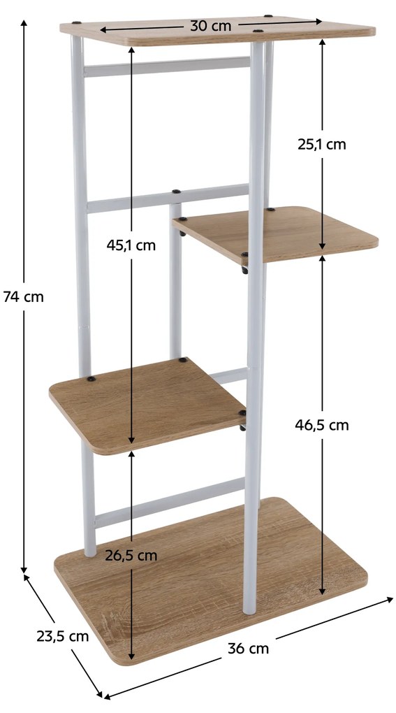 Kondela Stojan na květiny, bílá/dub sonoma, LEDOR TYP 1