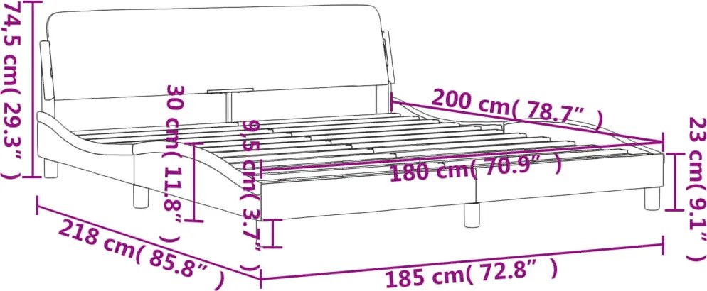 vidaXL Rám postele s čelem 180x200 cm umělá kůže [373239] Barva: Černá