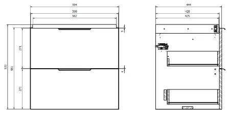 Cersanit S598-045-DSM - Závěsná koupel. skříňka pod umyvadlo MALIKA 60x45 cm dub