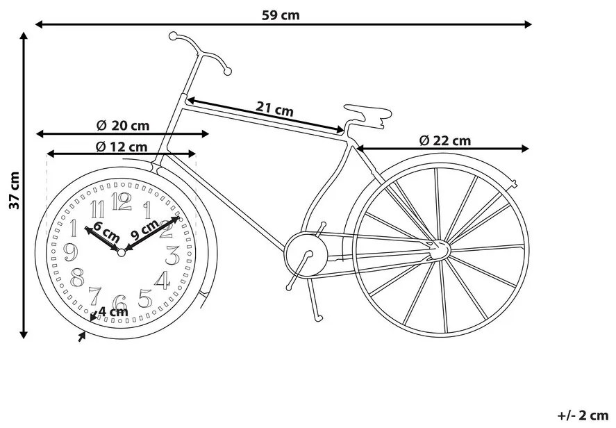 Stolní kovové hodiny 37 cm černé LILLO Beliani