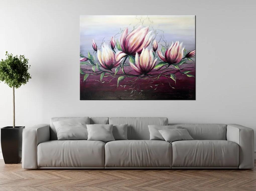 Gario Ručně malovaný obraz Květiny magnólie Rozměry: 120 x 80 cm