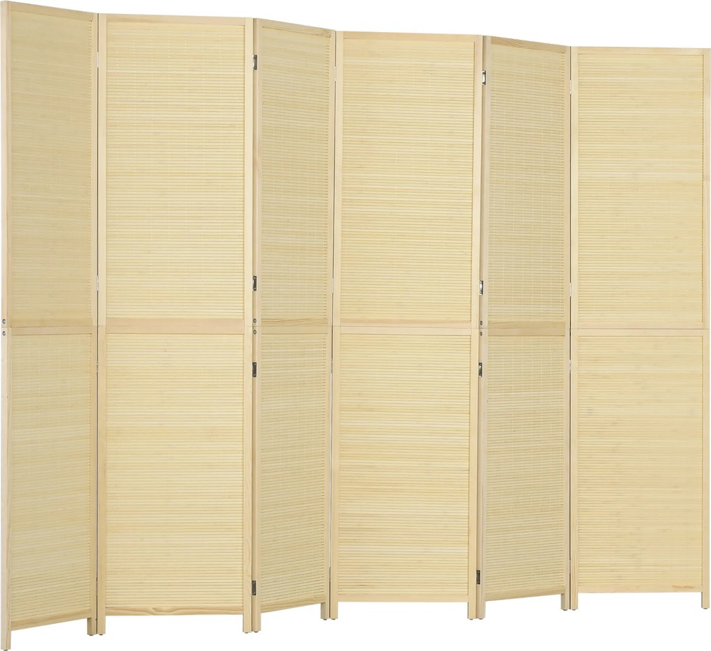 HOMCOM Bambusový pokojový paravan 6 panelů 270 x 180 cm skládací dělicí stěna - Přírodní