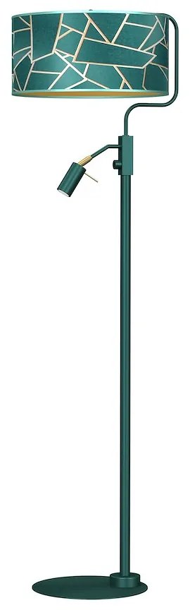 Stojací lampa Ziggy, 1x zelené/zlaté textilní stínítko + 1x zelené kovové stínítko, gr/g