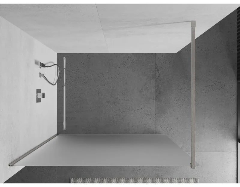 Mexen Kioto, sprchová zástěna Walk-In 100 x 200 cm, 8mm sklo námraza, broušená ocel profil, 800-100-101-97-30