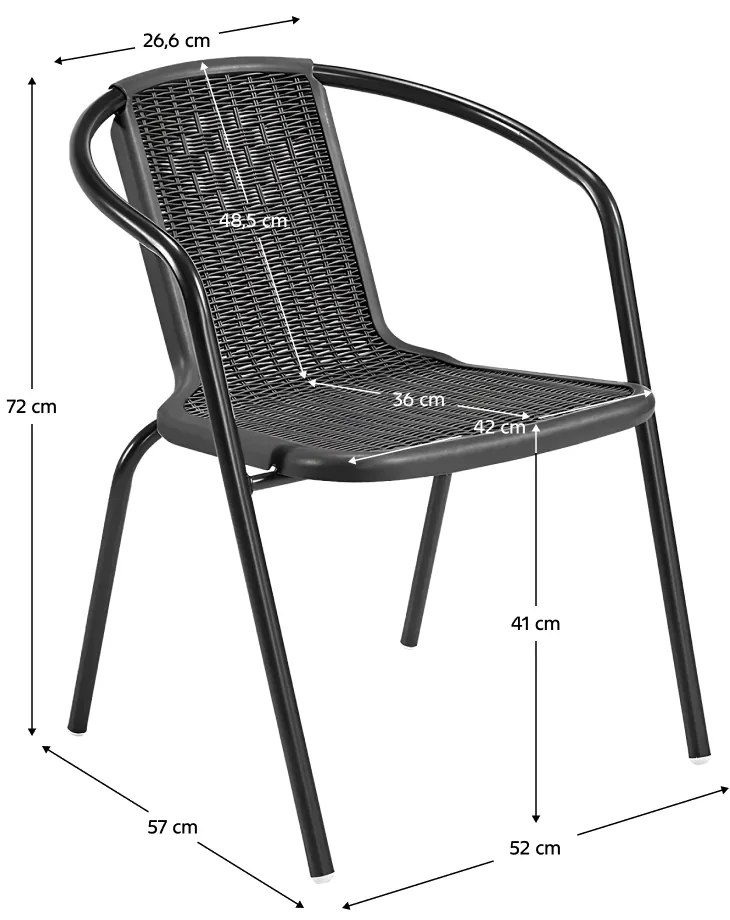 Kondela Zahradní stohovatelná židle, černá, ocel/plast, FRENY