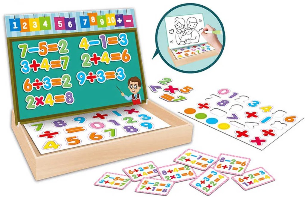 _Ostatní 1_ Puzzle edukační magnetické Číslice učíme se počítat v dřevěném boxu 11096