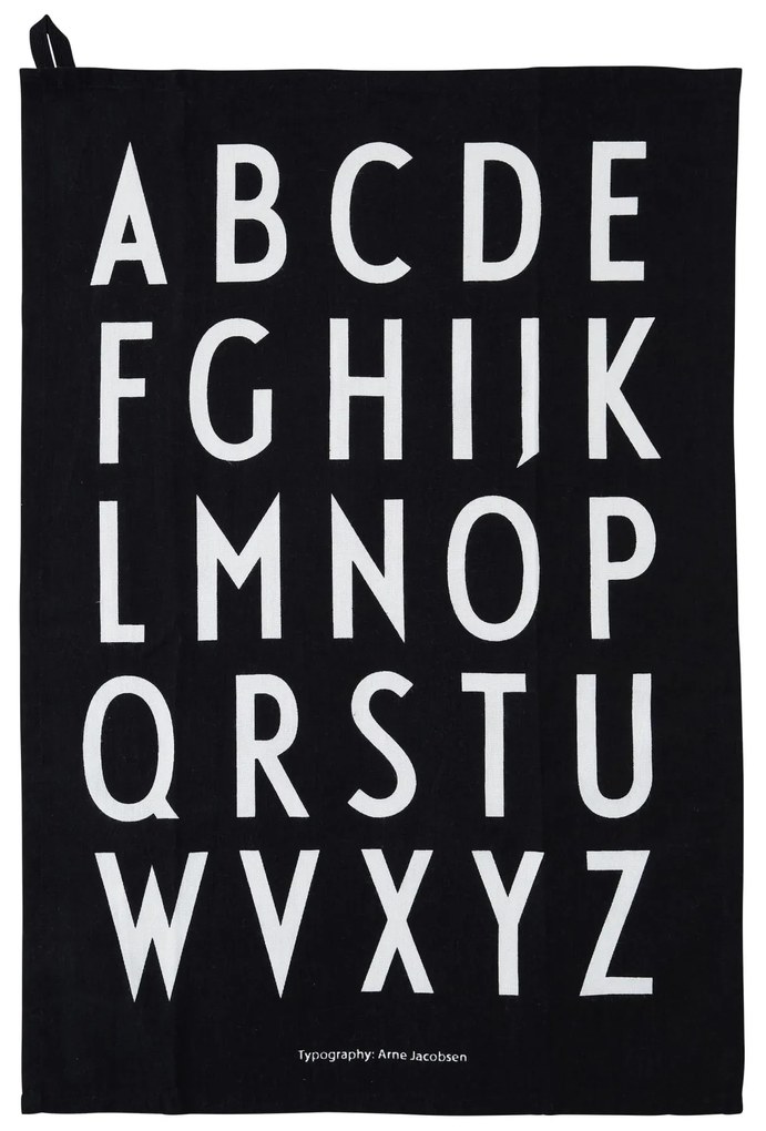 DESIGN LETTERS Bavlněná utěrka Design Letters - set 2ks, černá barva, bílá barva, textil