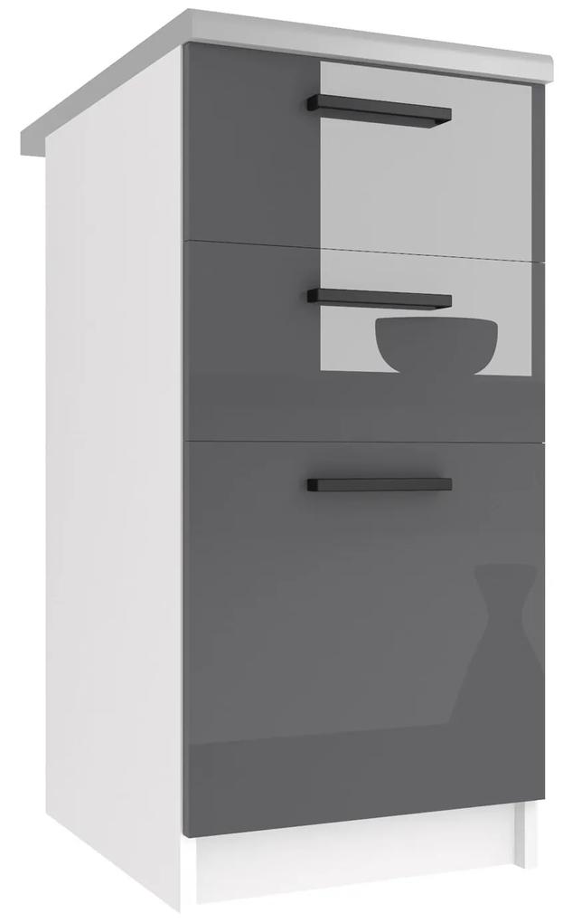 Kuchyňská skříňka Belini spodní se zásuvkami 40 cm šedý lesk s pracovní deskou  INF SDSZ40/0/WT/S/0/B1