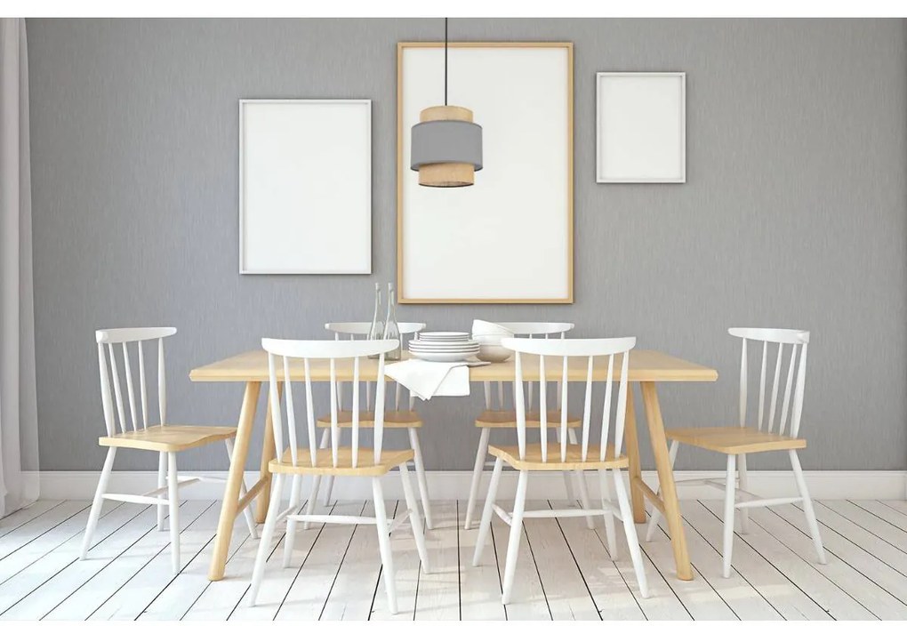 Závěsné svítidlo Boho, 1x jutové/šedé textilní stínítko