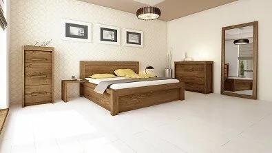 Postel Postelia CAPRI s úložným prostorem 160 x 200 buk - Dřevěná postel z masivu, bukové manželské dvoulůžko o šíři masivu 12 x 8 cm