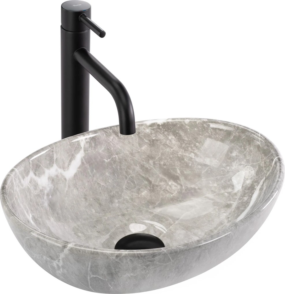 Rea Sofia Mini, umyvadlo na desku 350x260x125 mm, imitace kamene - šedá Grigio, REA-U9237