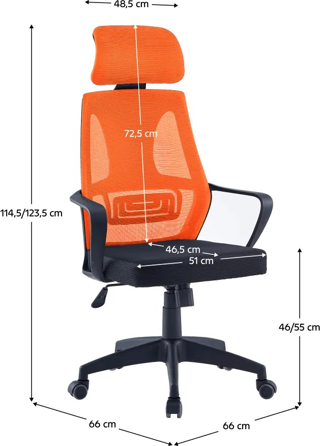 Ergonomická kancelářská židle SOFT - oranžová síťovina