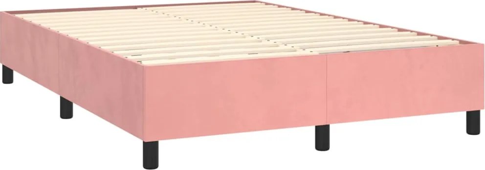 Box spring postel s matrací růžová 140x190 cm samet 3137724