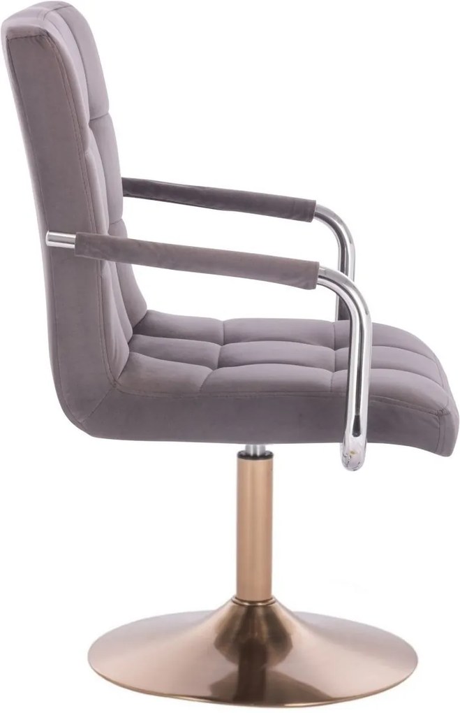 LuxuryForm DESIGN Otočná židle VERONA VELUR na zlatém talíři - tmavě šedá