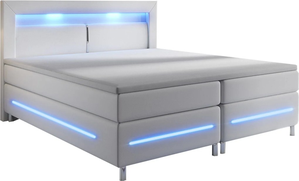 Juskys Postel boxspring Norfolk s potahem z umělé kůže Barva: černá, Velikost: 140 × 200 cm