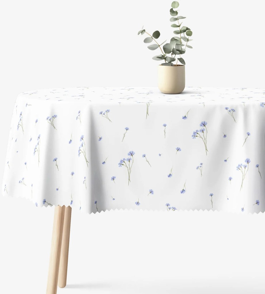 Goldea oválný teflonový ubrus - modré chrpy 140 x 220 cm