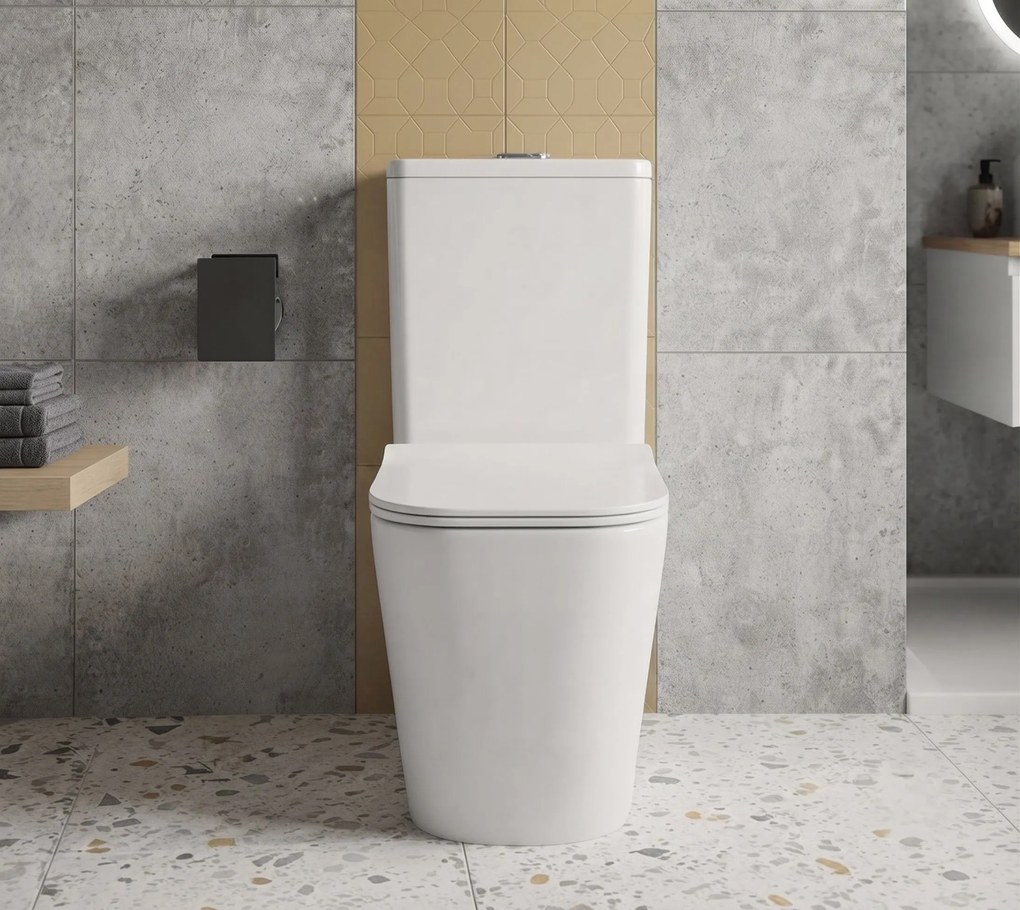 Erga Jotta, WC kombi mísa 640x365x820 mm, Rimless + toaletní sedátko, bílá lesklá, ERG-V03-JOTTA-RIM-WH