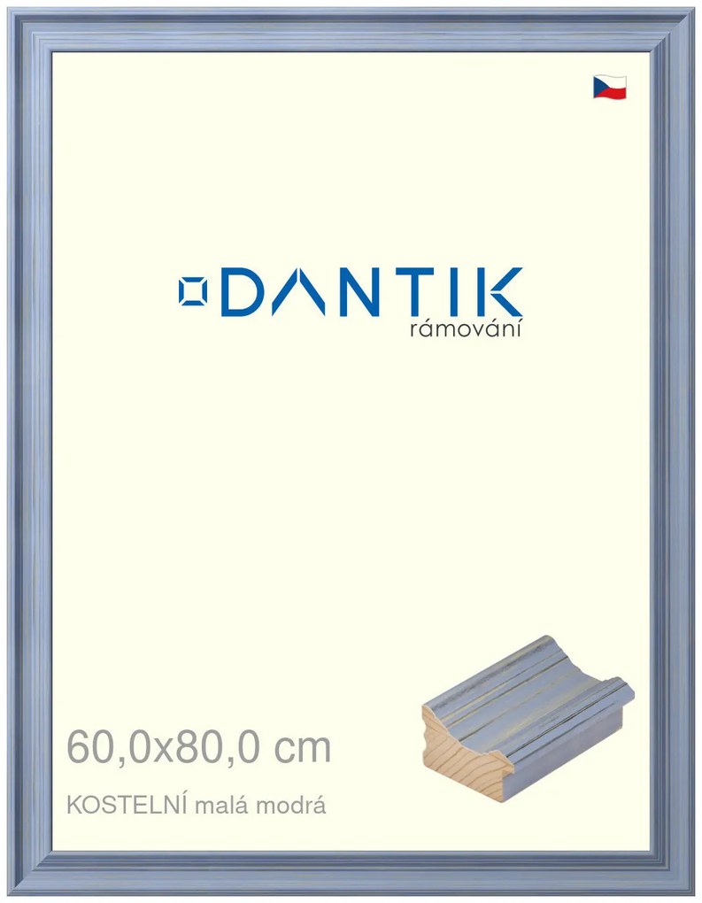 DANTIK rámeček 60x80 | KOSTELNÍ malá modrá (Plexi Čiré)