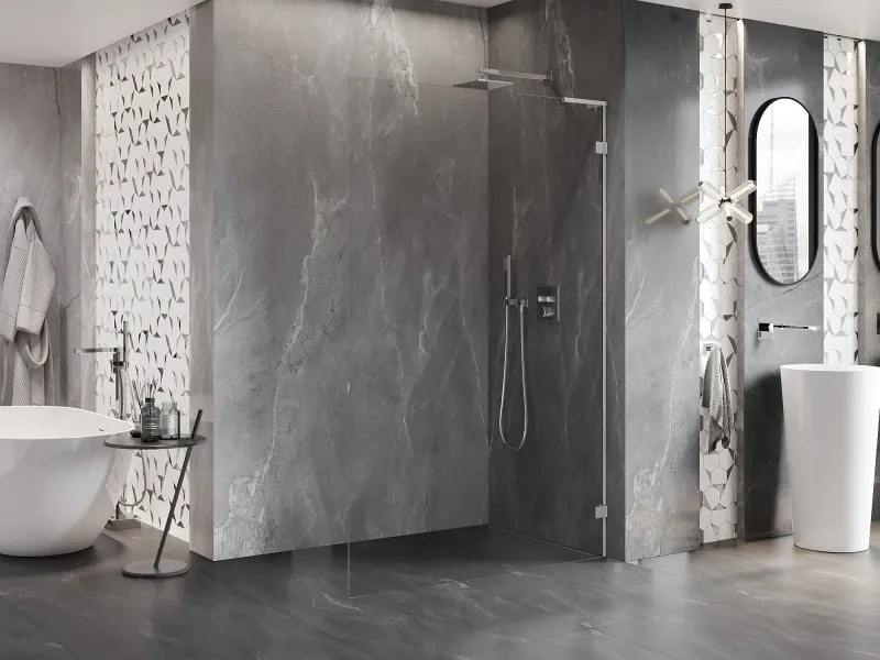 Mexen, Mexen Lunar L sprchová stěna pravá 60 x 200 cm, průhledná 8 mm, broušený nikl - 830L-060-000-97-00-P