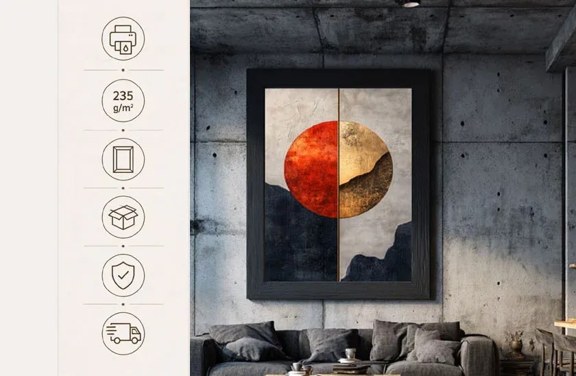 Zlaté spojení - obraz - Moderní geometrie s výrazným kruhem 21 - A4 – 210 × 297 mm - 159 Kč