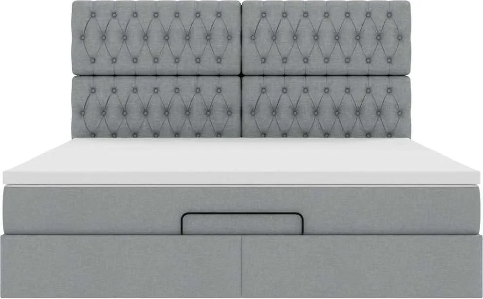 Osmanský rám postele s matrací světle šedá 160x200cm textil 3313251