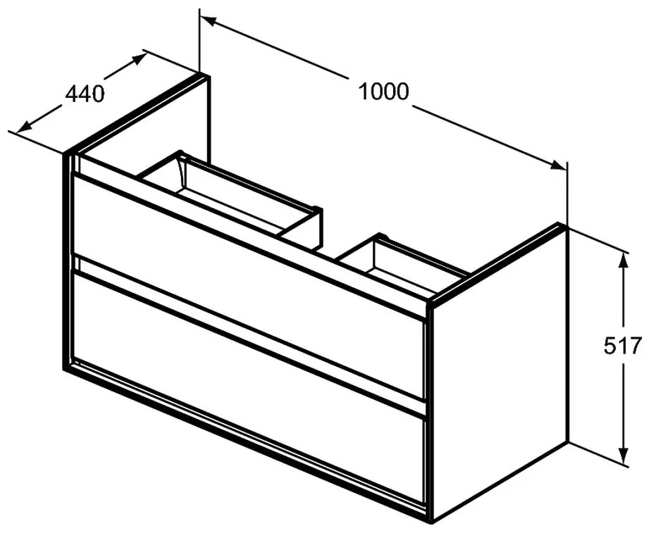 Ideal Standard Connect Air- Skříňka pod umyvadlo 100cm, 2 zásuvky, Dekor světlé dřevo + matný hnědý lak E0821UK