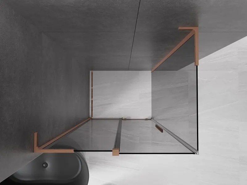 Mexen Velar L, sprchový kout s posuvnými dveřmi 110 x 80 cm, 8mm šedé sklo, měděná matná, 871-110-080-43-65