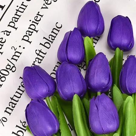 Bytová dekorace - kytice umělých tulipánů - 10 kusů Barva: 16 fialová