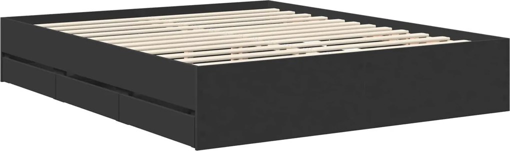 Rám postele se zásuvkou Černý 160 x 200 cm Inženýrské dřevo 3413395