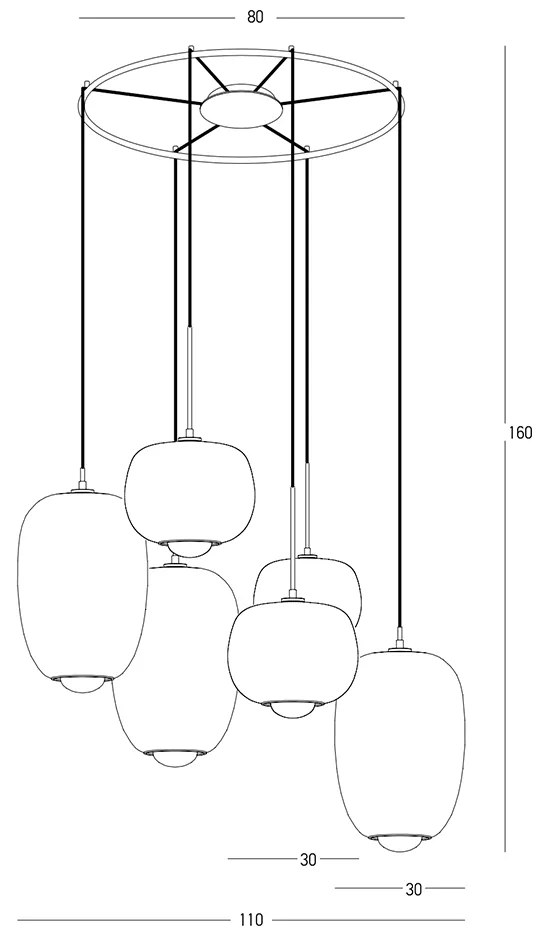 Zambelis 22147 závěsné svítidlo kouřové/zlaté, 6xG9, 110cm