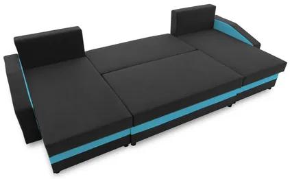 Velká rozkládací sedací souprava SPARTA PLUS color Černá + tmavě modrá