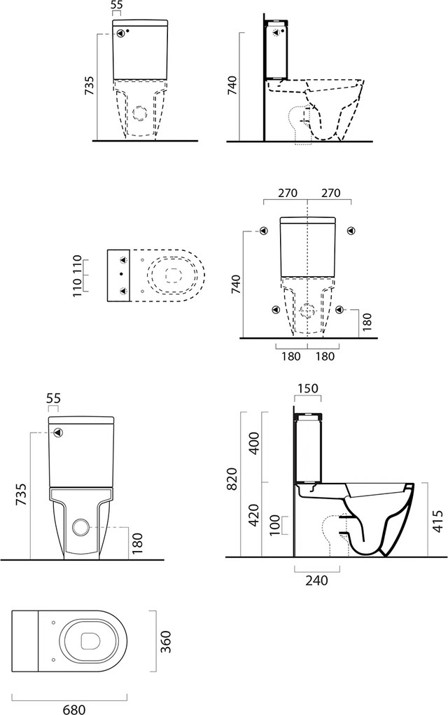GSI Pura wc kombi mísa 36 x 68 cm spodní zadní odpad keramika bílá Extra Glaze 881711