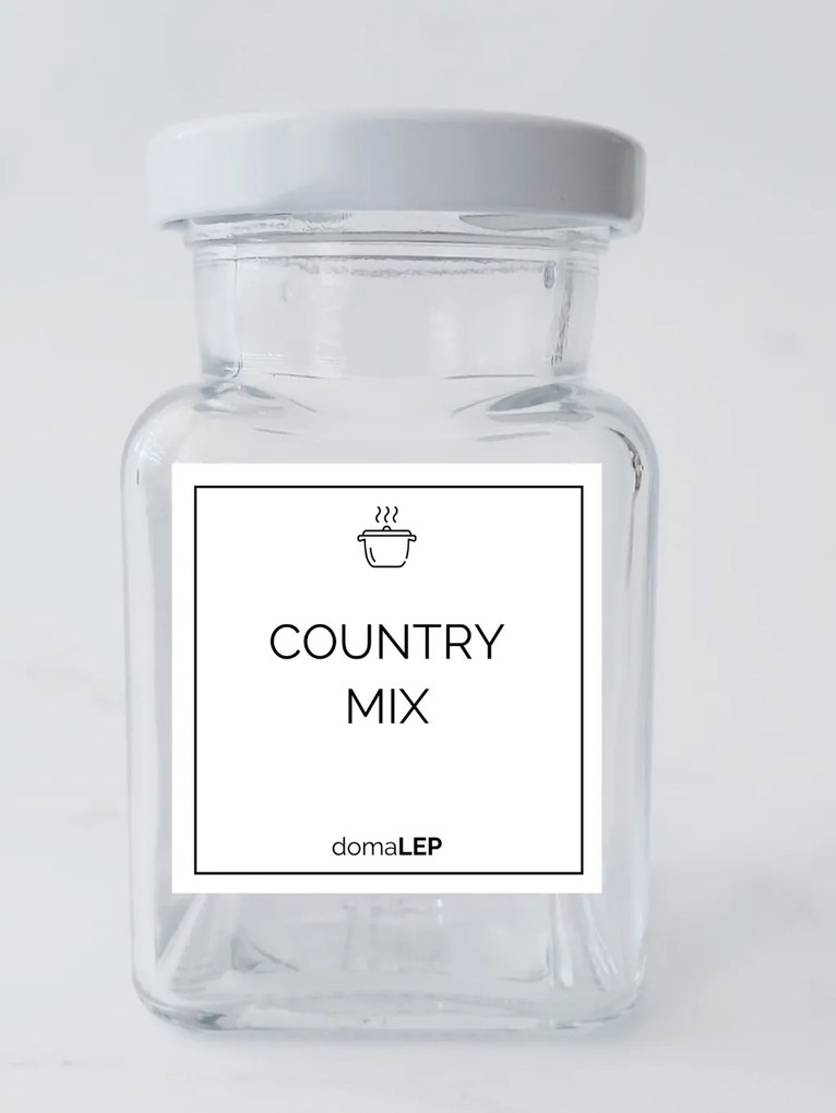 Samolepka na kořenky COUNTRY MIX bílá 5 × 5 cm základní písmo