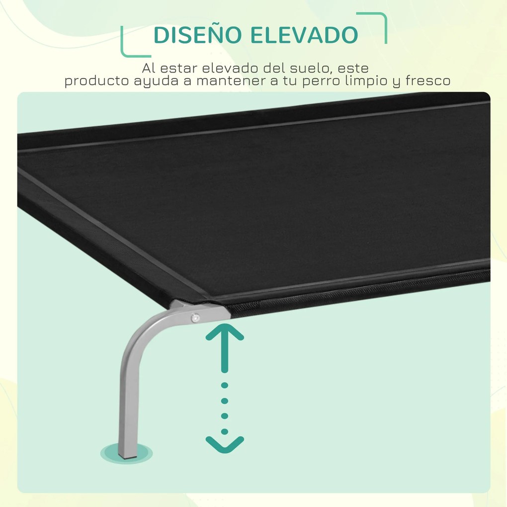 PawHut Elevovaná Postel pro Psy a Kočky, Vzdušná Postel 130x90x20 cm pro Spánek a Odpočinek s Ocelovým Rámem pro Vnitřní a Venkovní Použití