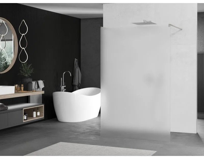 Mexen Kioto, sprchová zástěna Walk-In 100 x 200 cm, 8mm sklo námraza, broušená ocel profil, 800-100-002-97-30